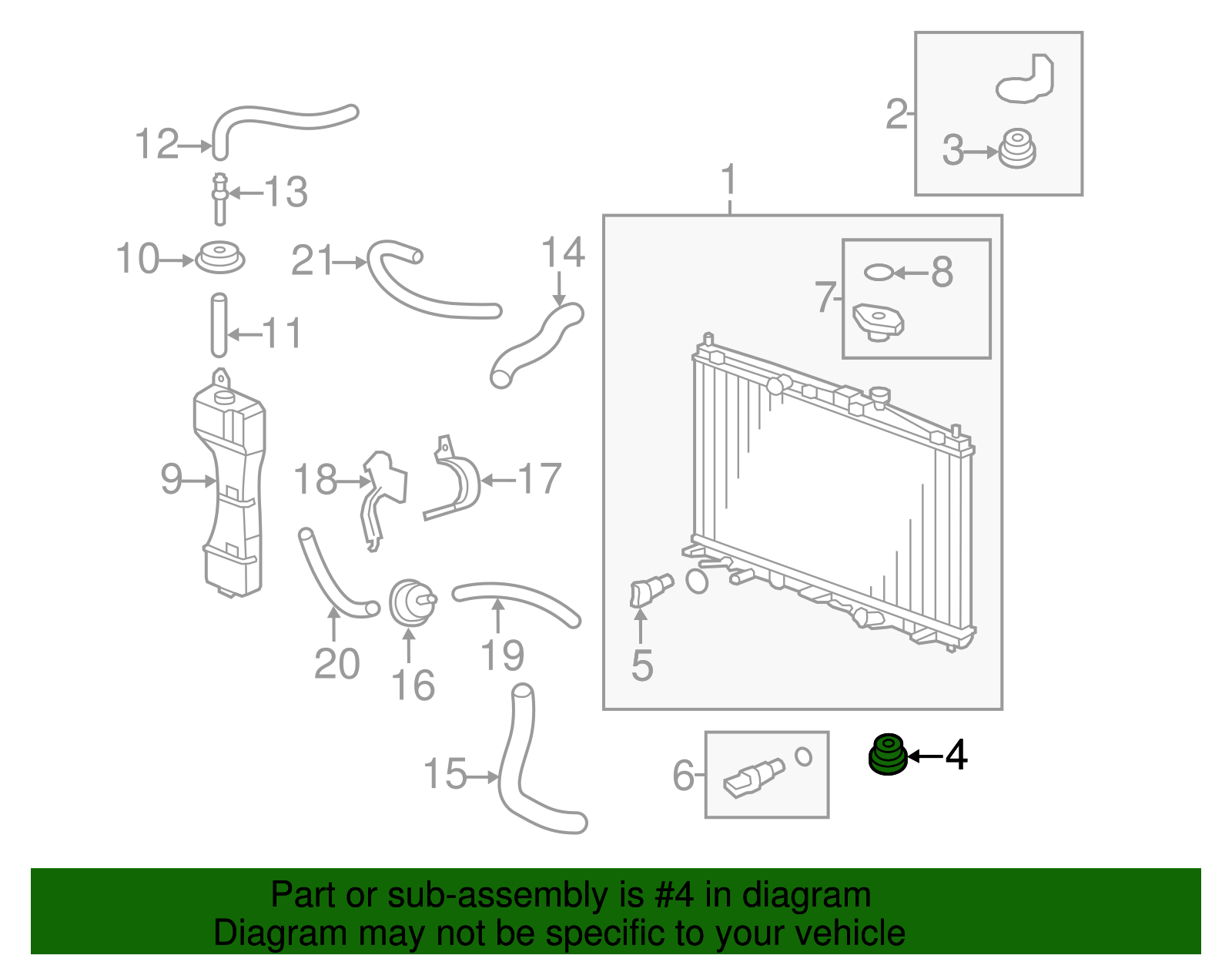 74172-TA0-A10 - Cushion Radiator Mounting (Lower) - 2008-2016 Honda ...