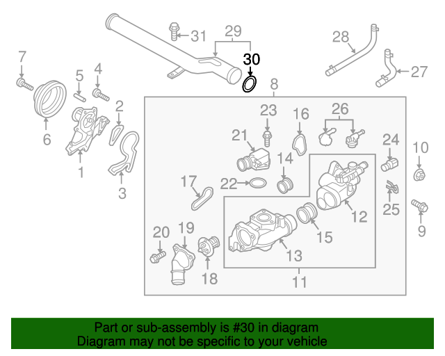 2002-2020 Kia Engine Coolant Pipe O-Ring 25462-35504 | TascaParts.com