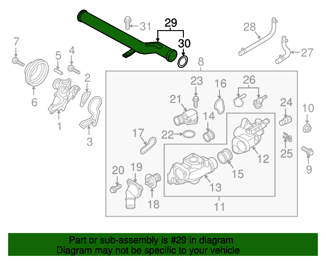 25460-3CAA0 - Water Pipe 2011-2023 Kia | Kia.Parts Store