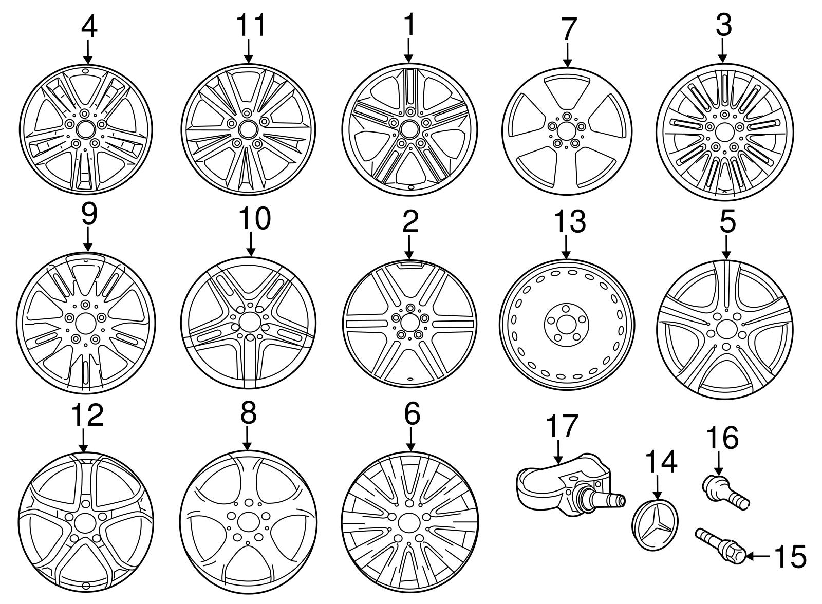212-401-32-02-7X07 - Wheel 5-Twin-Spoke 45.7 cm (18 Inch) - High-Sheen ...