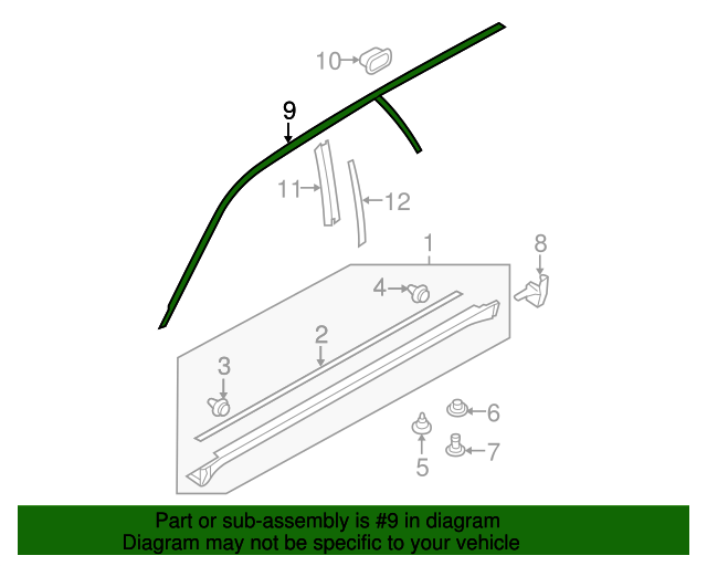 63531AG11B - Roof Drip Molding 2005-2009 Subaru | AutoNationParts.com