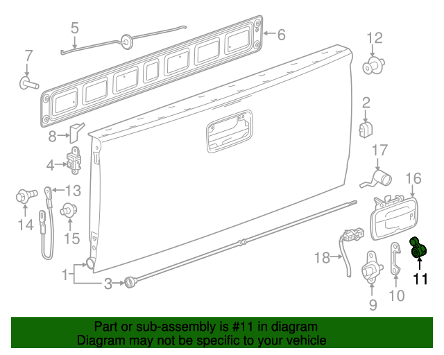 2015-2021 GM Tailgate Stop Bumper 23199956 | TascaParts.com