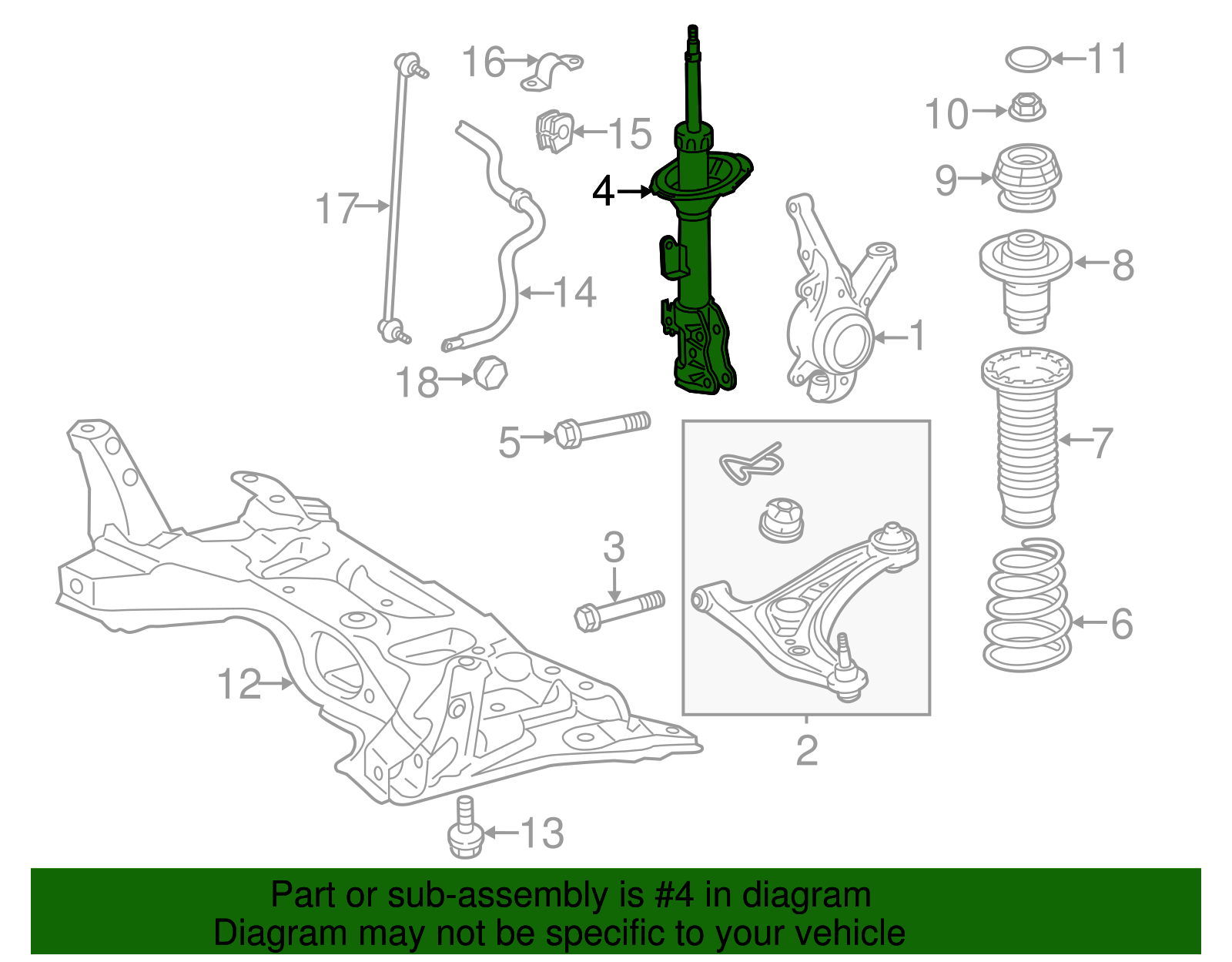 Genuine Toyota Suspension Strut part# 48510-52J60 for 2012-2015 Toyota ...