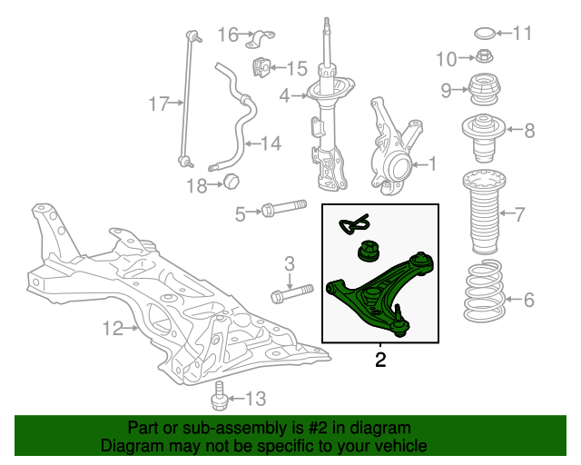 48069-59135 - Suspension Control Arm (Left, Front, Lower) - 2007-2019 ...