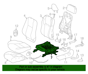 Genuine Toyota Cushion Frame part# 71620-0R030 for 2013-2018 Toyota ...
