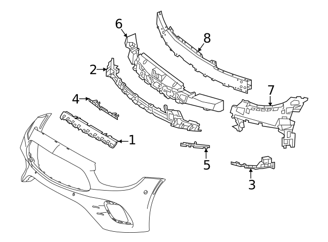 238-885-58-01 - Bumper Cover Support Rail Bracket 2021-2023 Mercedes ...