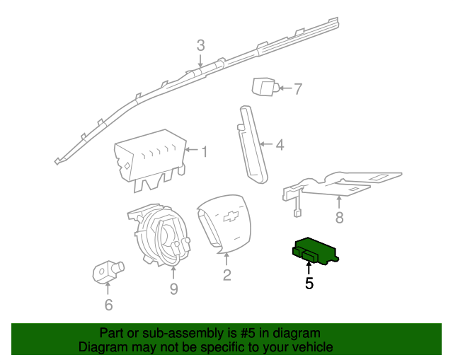 2012-2017 GM Airbag Sensing and Diagnostic Module 13599654 GM ...