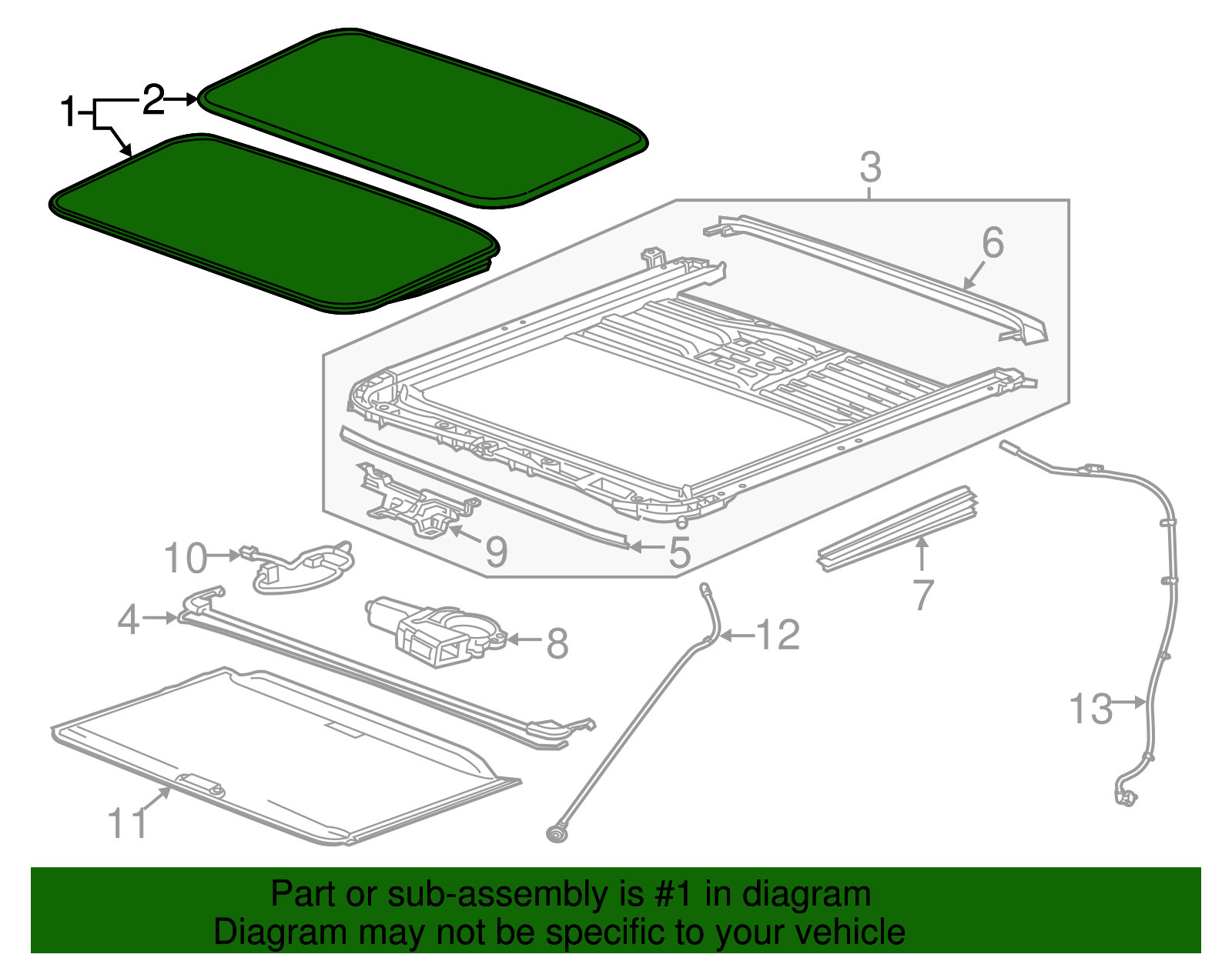 22891487 - OEM GM Sunroof Glass | GMPartsCenter.net | GM Parts Center