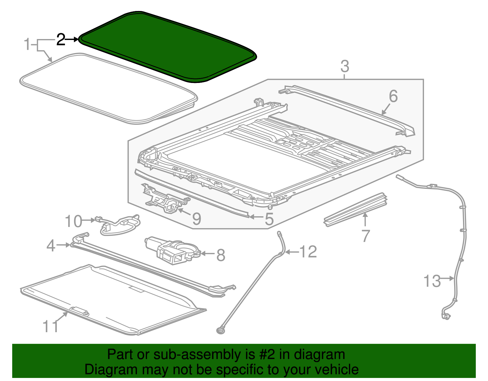 2007-2020 GM Sunroof Window Seal 22815954 GM | GMPartsDirect.com