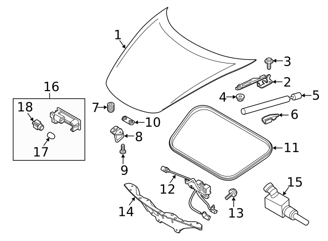 2017-2024 Porsche Hood Hinge Bolt PAF-911-883-A | Sunset Porsche Parts