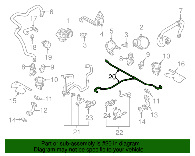07L-131-605-G - Secondary Air Injection Pump Hose 2010-2015 Audi R8 ...