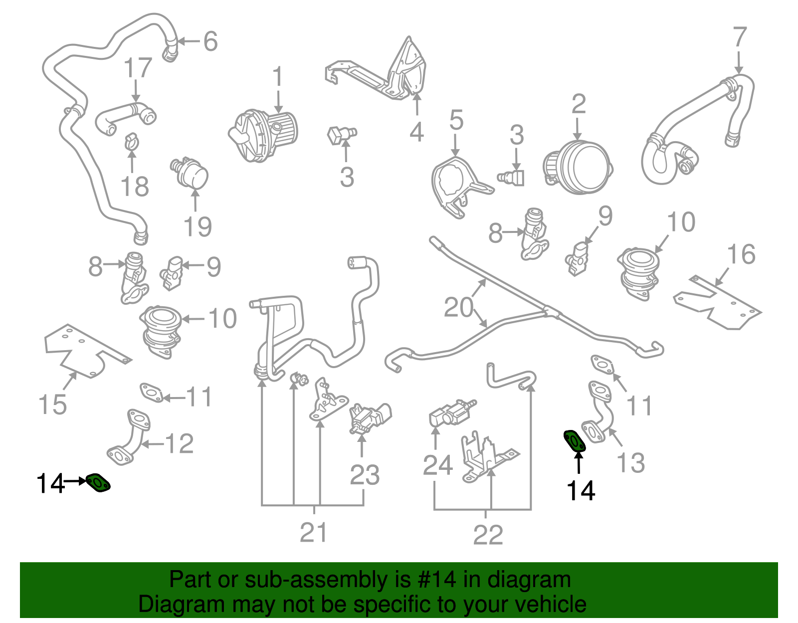 2006-2018 Audi Secondary Air Injection Pipe Gasket 06A-131-120-D | Audi ...