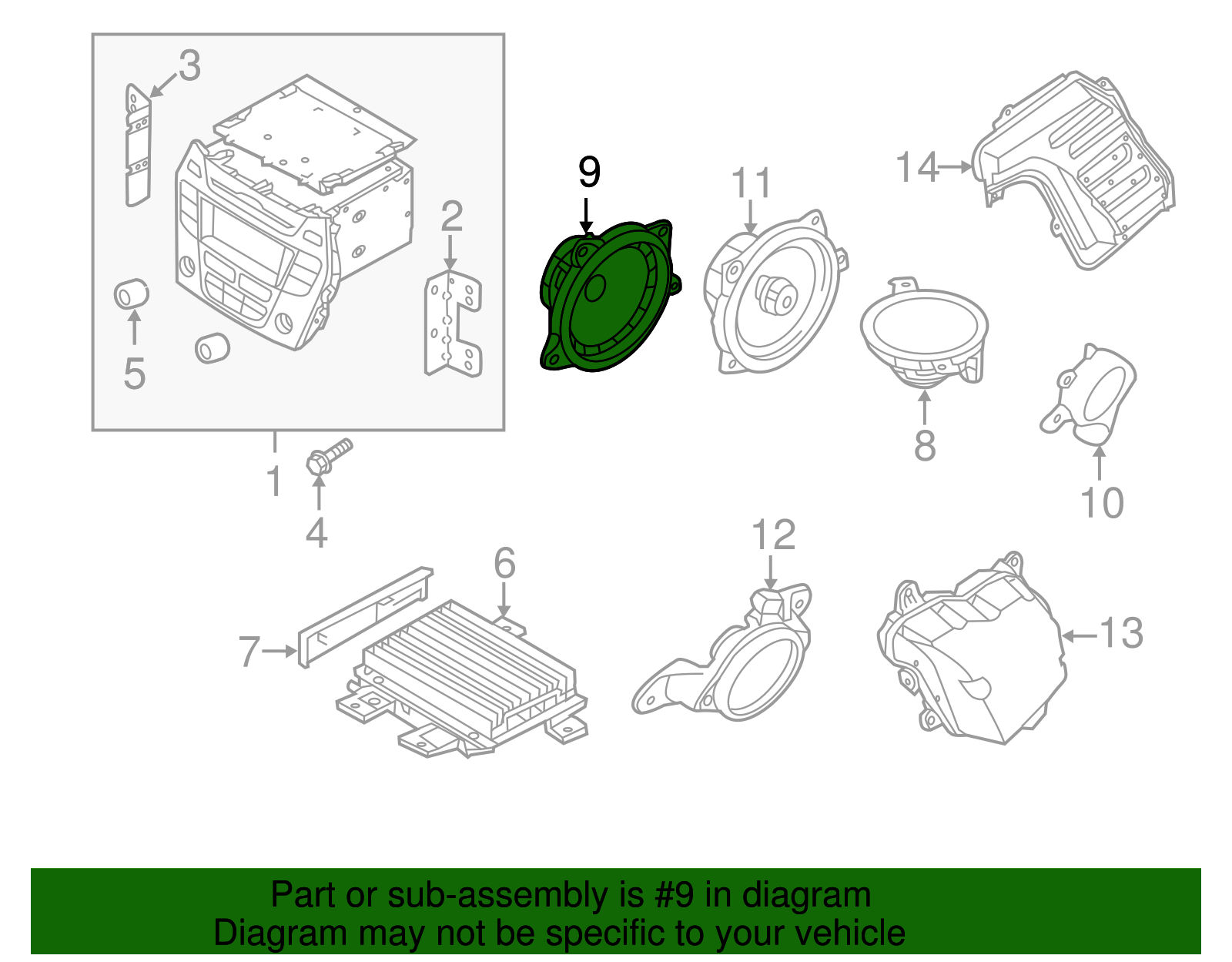 2013-2018 Hyundai Santa Fe Sport Front Dr Speaker 96330-4Z000 | Retail ...