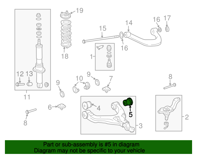 48061-35050 - Suspension Control Arm Bushing (Left, Right, Front, Lower ...