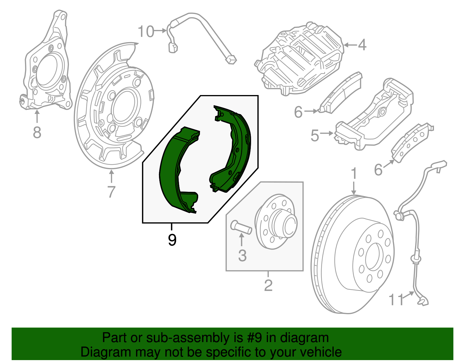 22937747 - Rear Parking Brake Shoe 2011-2014 GM | Gateway Buick GMC Parts
