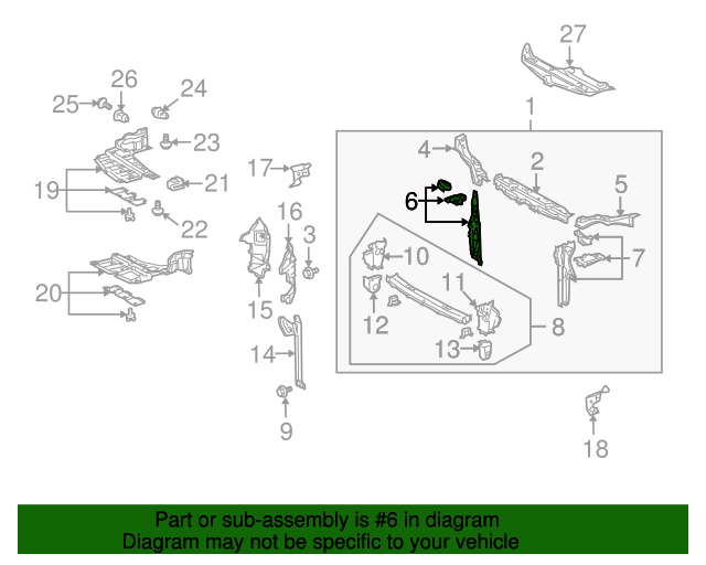 2004-2009 Toyota Prius Radiator Support Side Panel 53202-47900 | Toyota ...