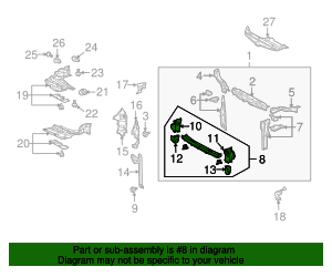 57104-47010 - Radiator Support Tie Bar 2004-2009 Toyota Prius | Longo ...