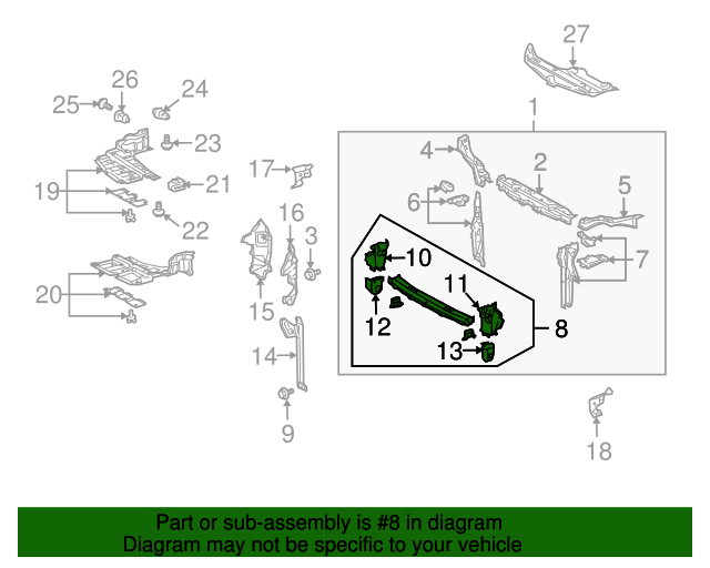 57104-47010 - Radiator Support Tie Bar 2004-2009 Toyota Prius | Longo ...