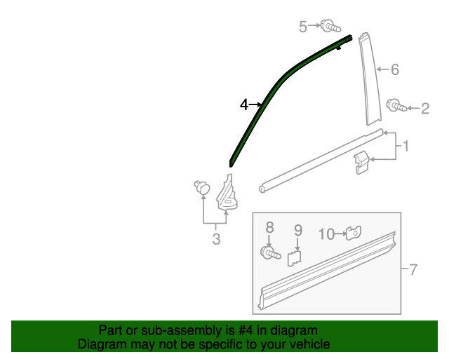 72465-TG7-A11 - Molding Assembly L Front Door Sash - 2019-2021 Honda ...