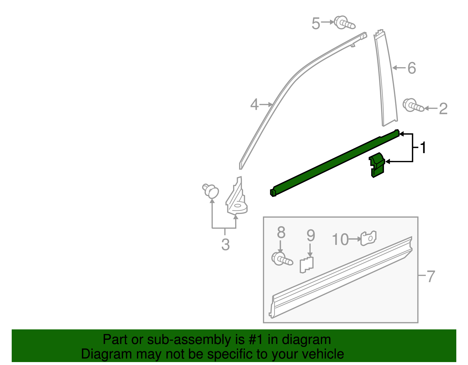 72450-TG7-A12 - 2019-2025 Honda - Molding Assembly L Front Door | Genuine Honda Parts