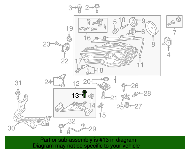 N-908-085-03 - Headlamp Assembly Screw 1998-2018 Audi | Euro Parts 4 Less