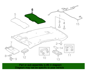 2018-2020 Toyota Camry Headliner Silencer 63344-06240 | OEM Parts Online