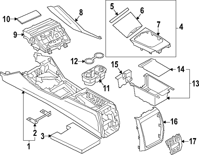 Genuine BMW 51-16-7-911-033 | Front Console Accent Trim - Left (Black ...