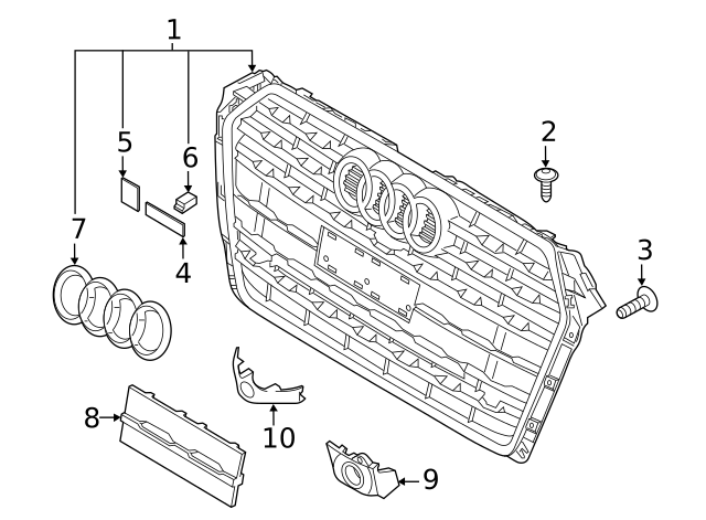 2018-2021 Audi Front Plate Filler Kit 8W6-807-287-D-RP5 | Genuine Audi ...