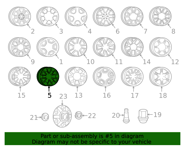 2022-2023 Mopar Wheel, Alloy 4755567aa | TascaParts.com
