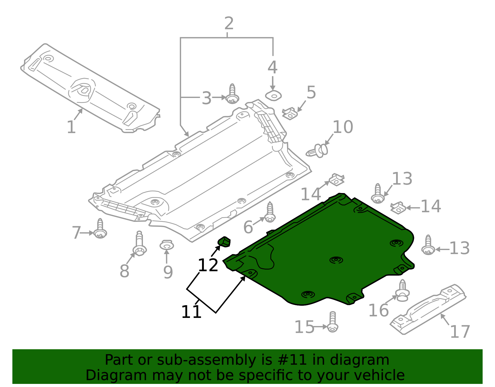 8W0863822B - 2017-2023 Audi Rear Radiator Support Splash Shield A4 ...