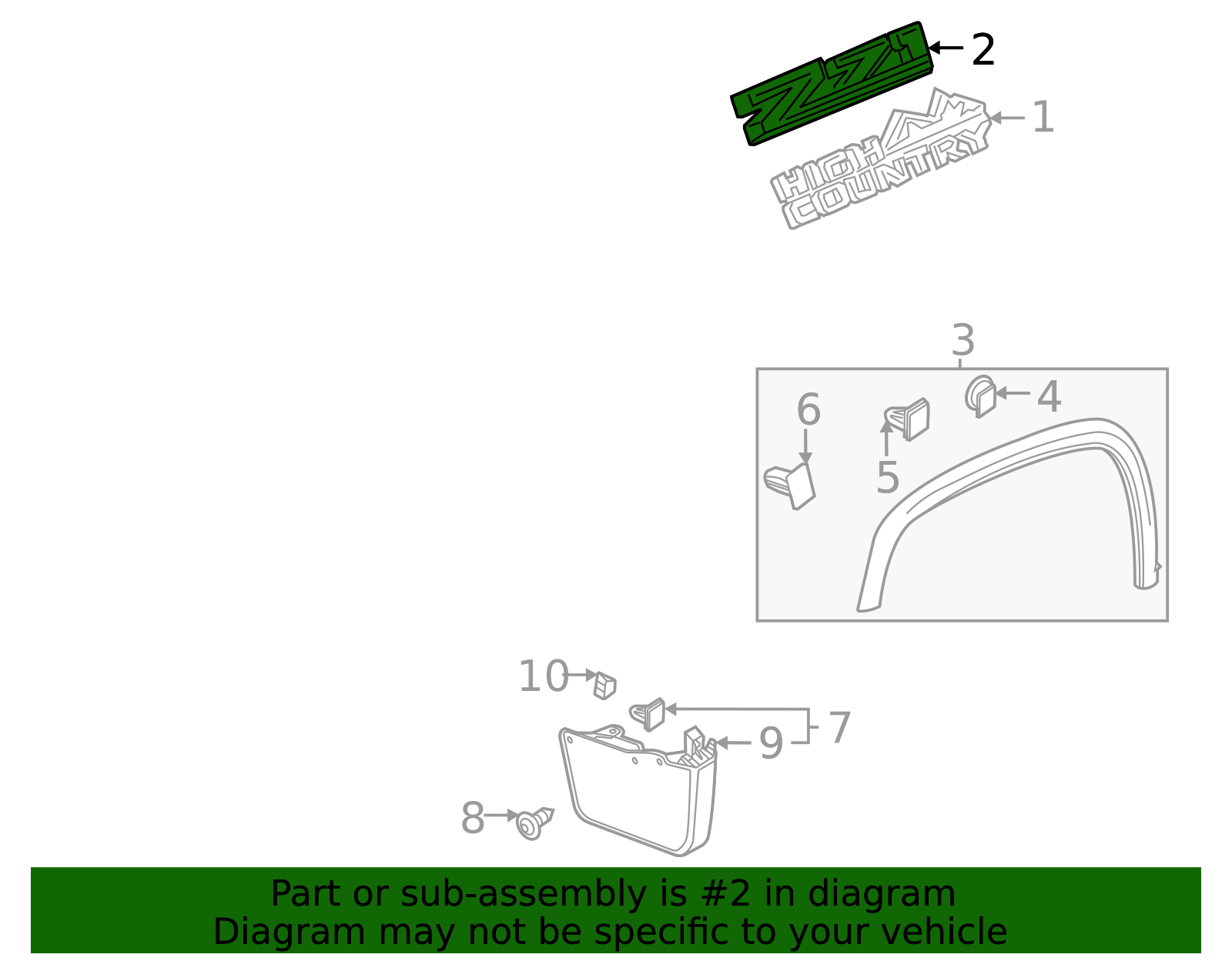 2020-2025 Chevrolet Chrome Front Passenger Side Fender Marketing Name ...