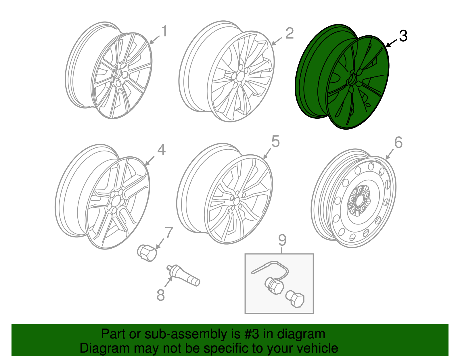 2013-2019 Ford Flex Wheel, Alloy DA8Z-1007-E | QuirkParts