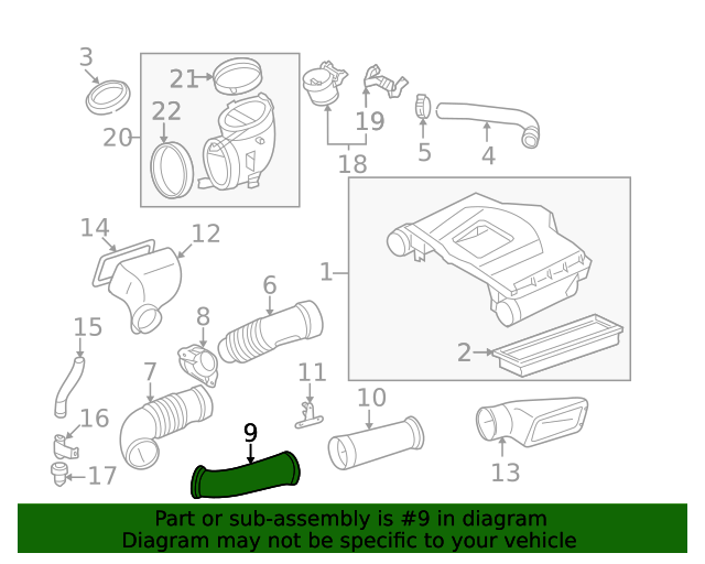 463-520-02-04 - Engine Air Intake Hose 2002-2018 Mercedes-Benz ...