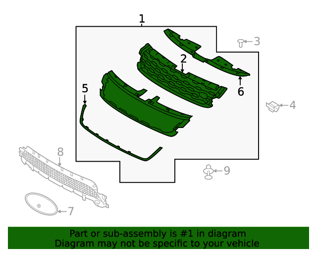 LR134491 - Grille Assembly 2020-2023 Land Rover Range Rover Evoque ...