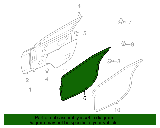 2008-2017 Mitsubishi Lancer Door Weather-Strip 5725A050 | Mitsubishi ...