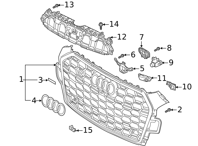2020-2024 Audi Center Grille 8W6-853-651-BQ-CKA | Audi USA Parts