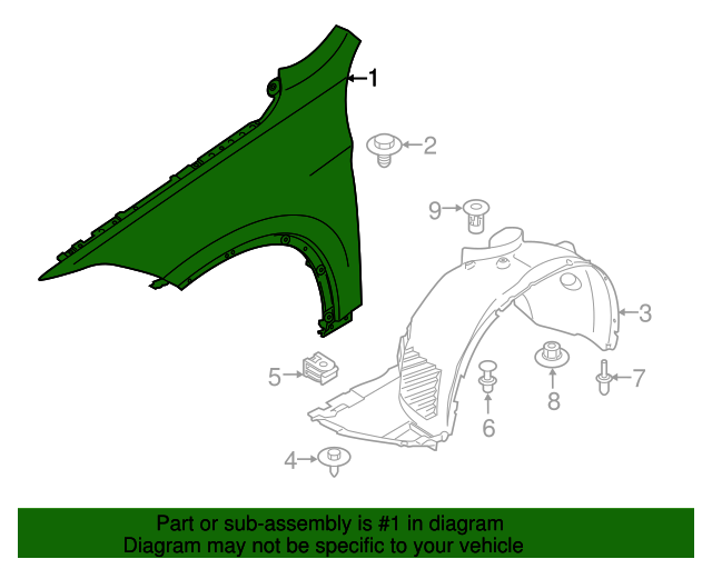 41007427300 - 2016-2022 BMW X1 Fender (41-00-7-427-300) | BMW of South ...