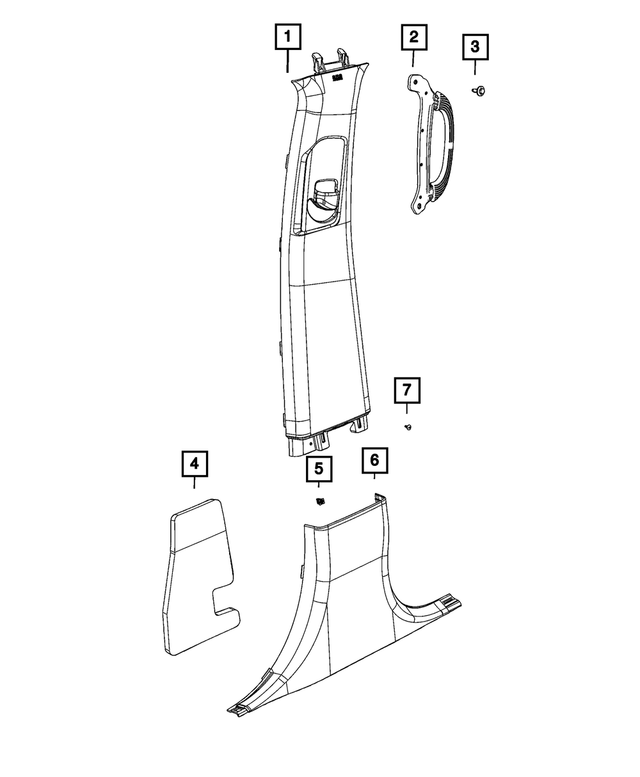 2016-2024 Mopar B Pillar Upper Trim Panel, Left 6ZP31DX9AA | QuirkParts