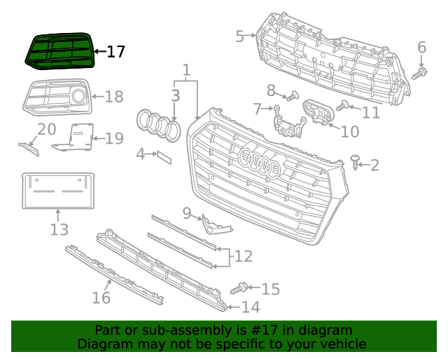 2019-2020 Audi Outer Grille 80A-807-680-AB-9B9 | Audi USA Parts