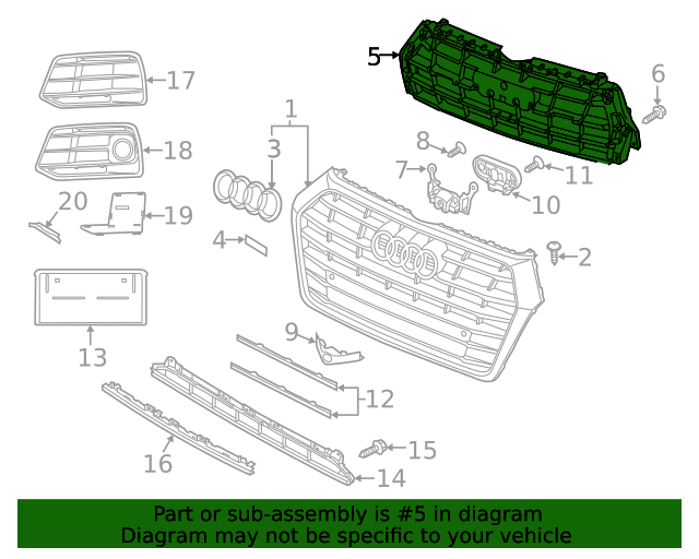 80A-853-692 - Grille Reinforcement 2018-2020 Audi | AutoNationParts.com