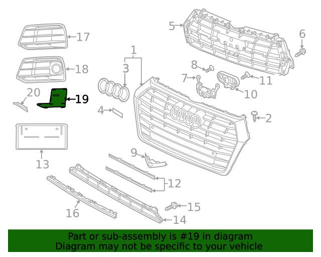 2018-2020 Audi Outer Grille Baffle 80A-807-245 | Audi USA Parts