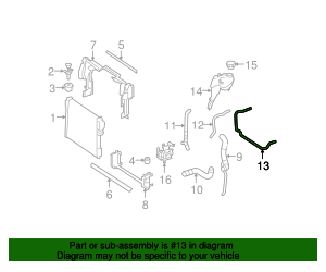 221-501-01-25 - Engine Coolant Overflow Hose 2007-2014 Mercedes-Benz ...