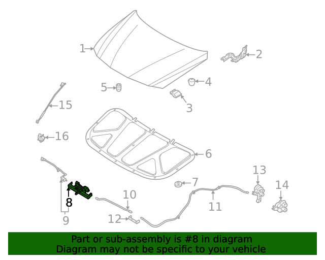 2021-2023 Hyundai Elantra Hood Latch 81130-AA000 | AutoNationParts.com