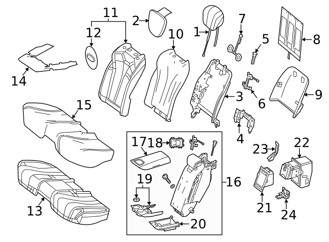 222-920-03-10-9H23 - Seat Back Panel 2014-2020 Mercedes-Benz ...