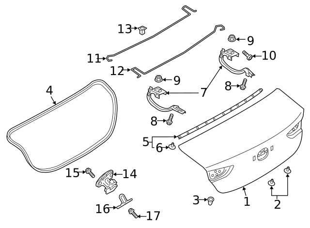 2019-2023 Mazda 3 Trunk Lid BCY0-52-61XB | Florida Mazda Parts