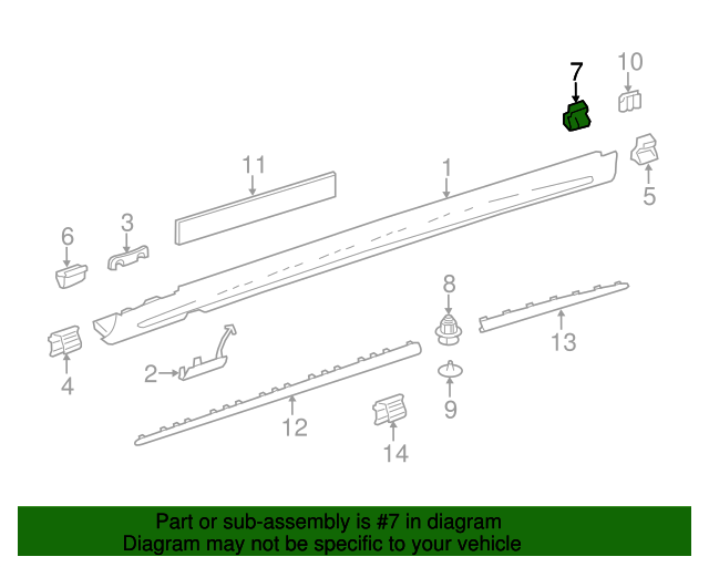 222-694-09-38 - Rocker Molding Rear Support 2014-2020 Mercedes-Benz ...