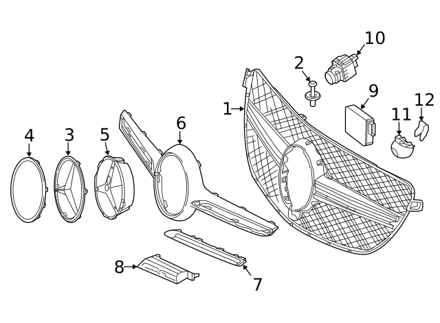 Grille Assembly - 2016-2019 Mercedes-Benz (292-888-00-60) | MB Parts Center