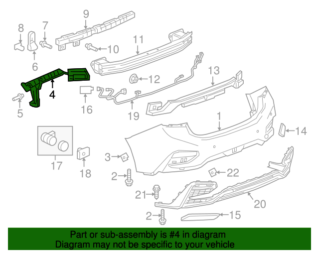 Genuine OEM Rear Driver Side Bumper Fascia Guide Part# 84142839 Fits ...