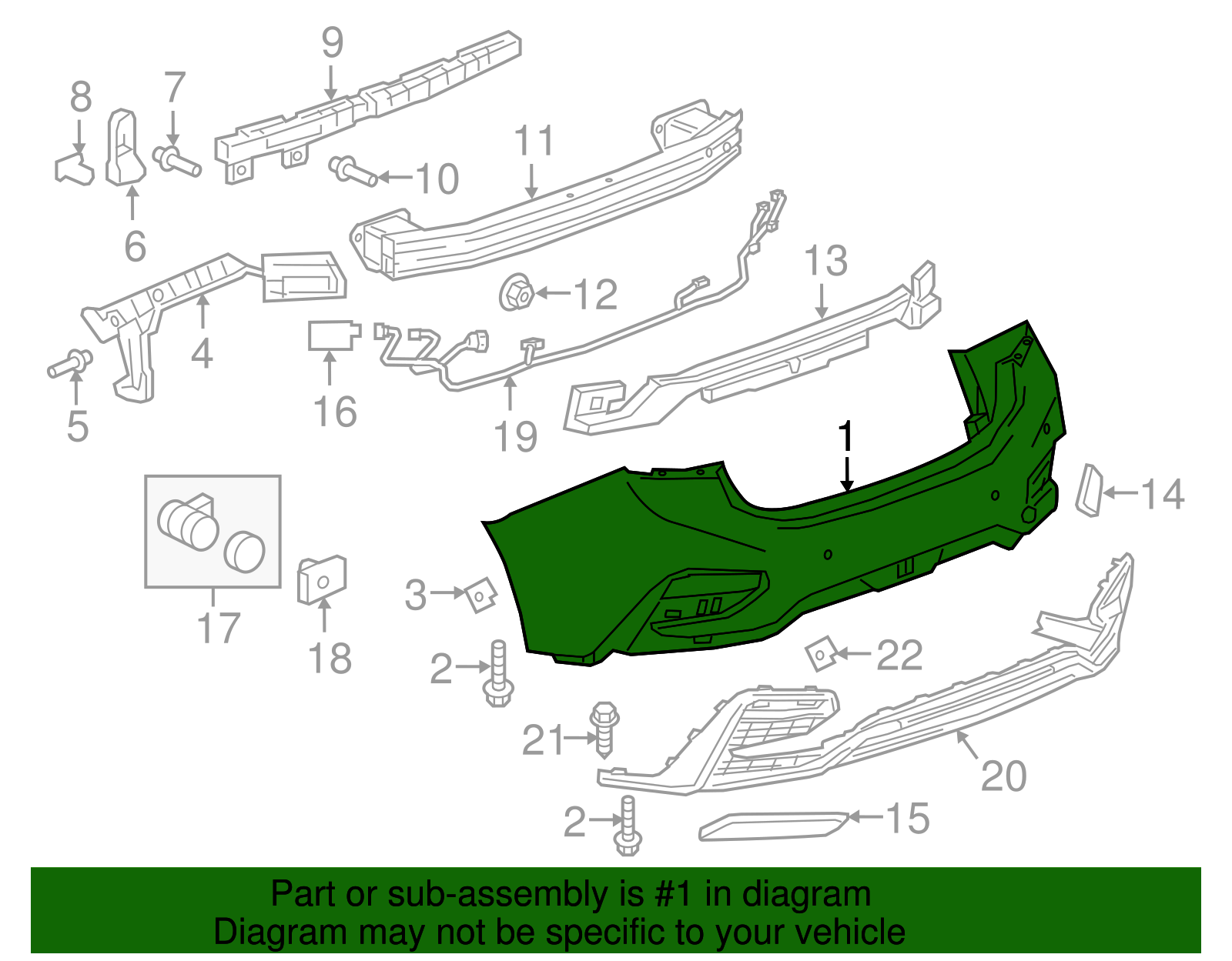 2016-2019 Chevrolet Cruze Rear Bumper Cover 19354101 GM | GMPartsDirect.com