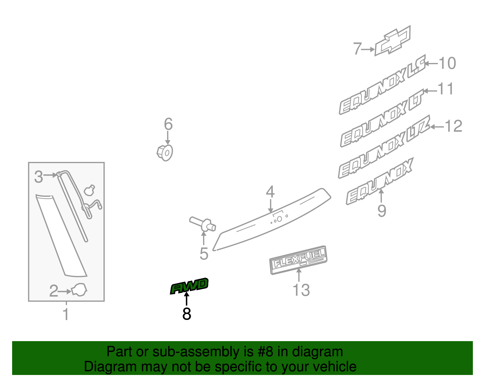 2006-2024 Chevrolet Exterior Bright Chrome Driver Side Liftgate ...